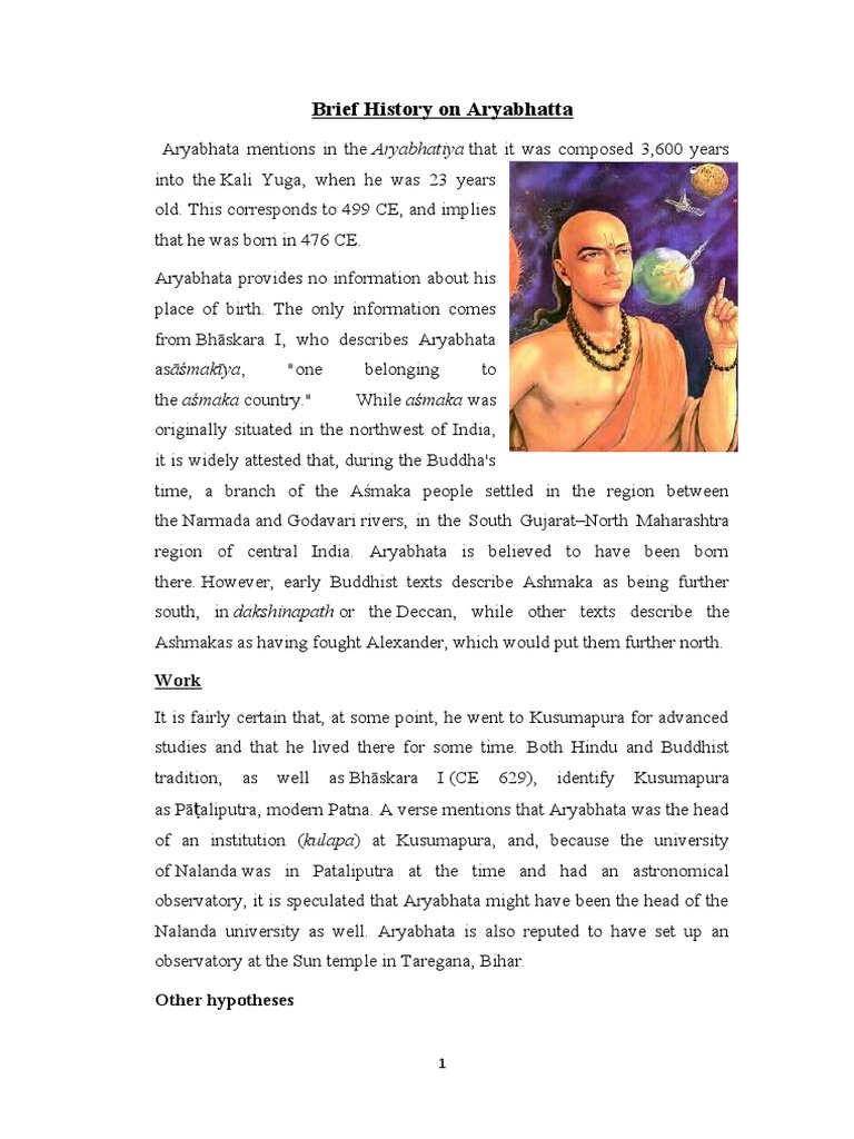 Aryabhatta: Life and Contributions | PDF | Mathematics | Astronomy