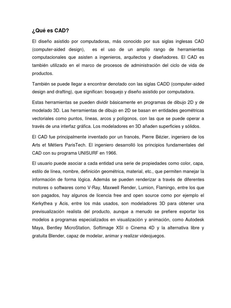 Qué Es CAD | PDF | Diseño asistido por ordenador | Áreas de informática