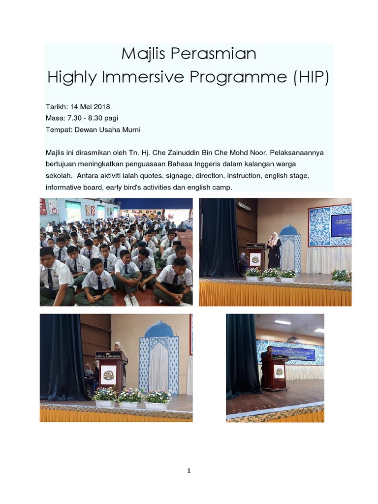 Laporan Majlis Perasmian Highly Immersive Programme | PDF | Career ...