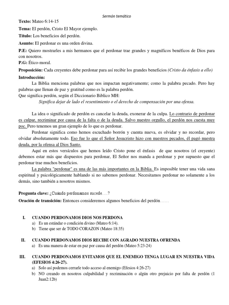 Sermon Tematico Ejemplo Clases Getsemani