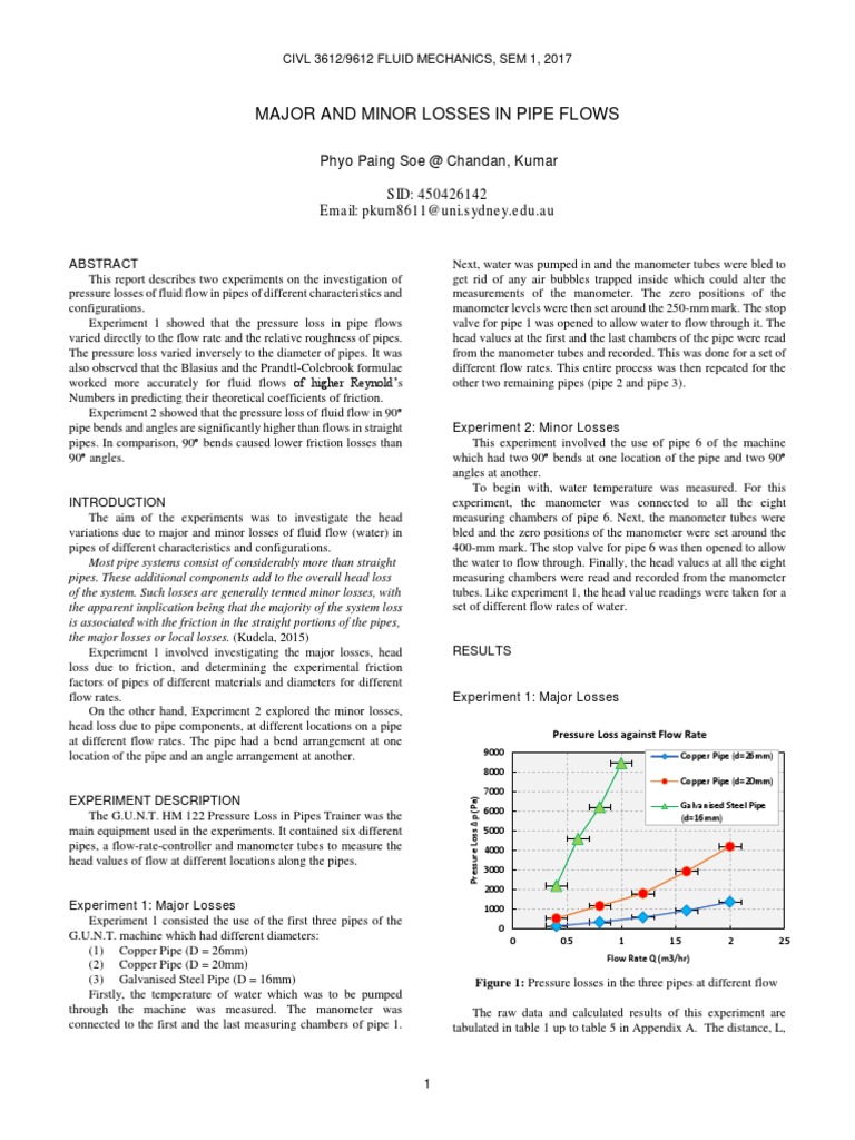 Pipe Flow Report | Download Free PDF | Fluid Dynamics | Flow Measurement