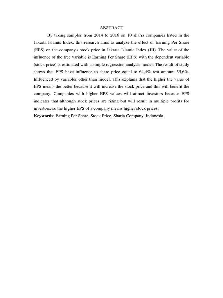 Impact of EPS on Stock Prices in JII | PDF