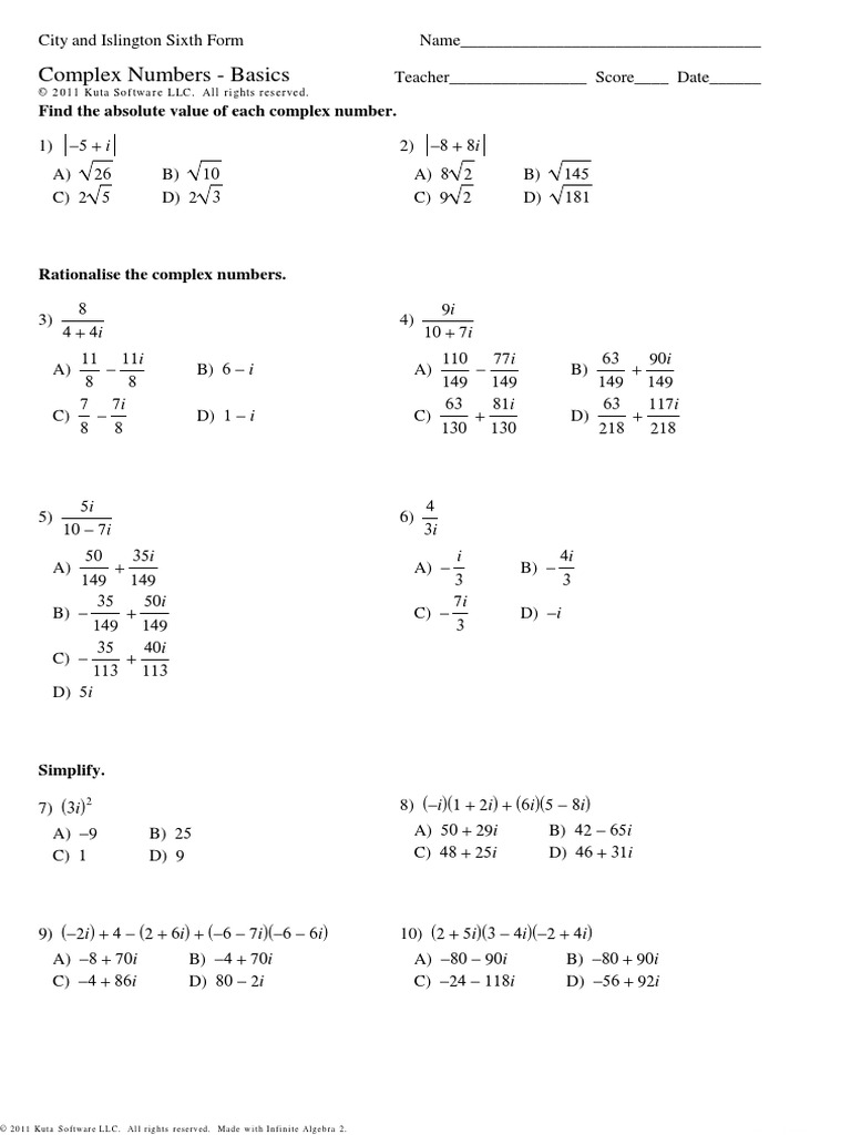FP1 Complex Numbers - Basics | PDF | Complex Analysis | Numbers