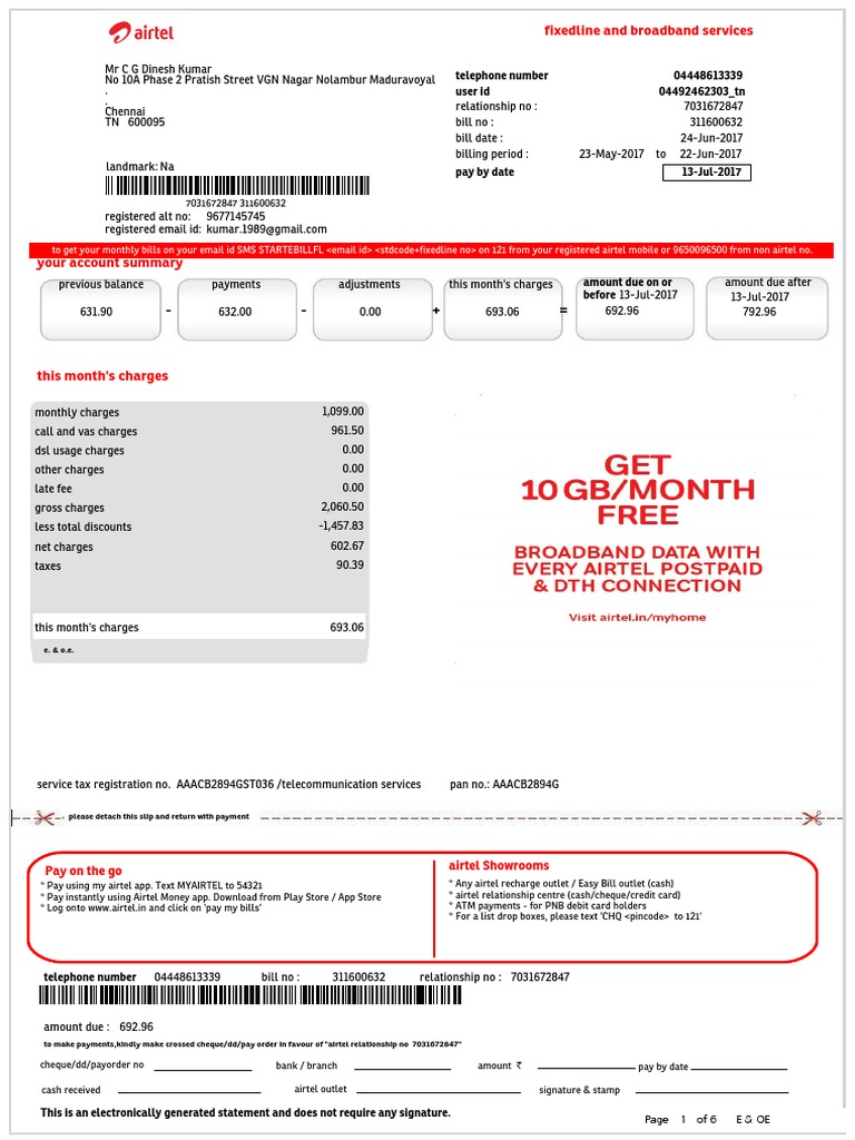 Print Bill | PDF | Payments | Telecommunications