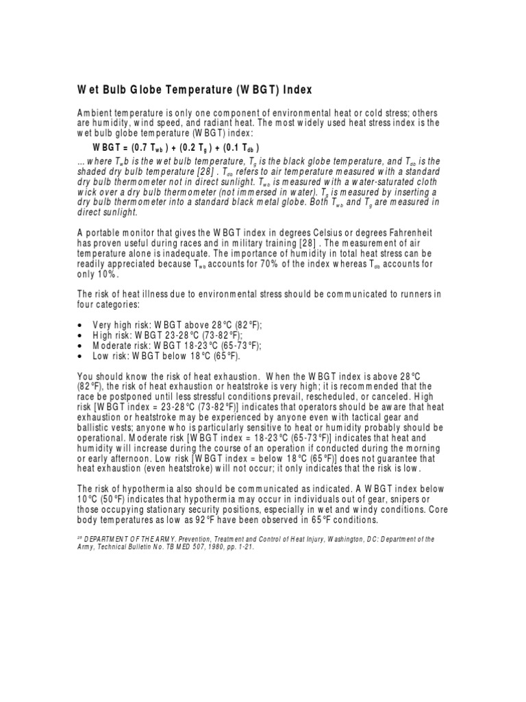 WBGT | PDF | Hyperthermia | Fahrenheit
