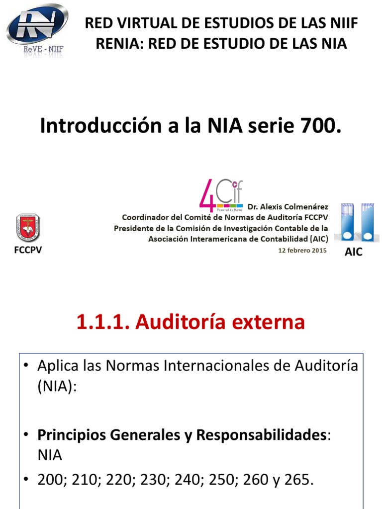 Introduccion A La NIA Serie 700 | PDF | Auditoría financiera | Contador