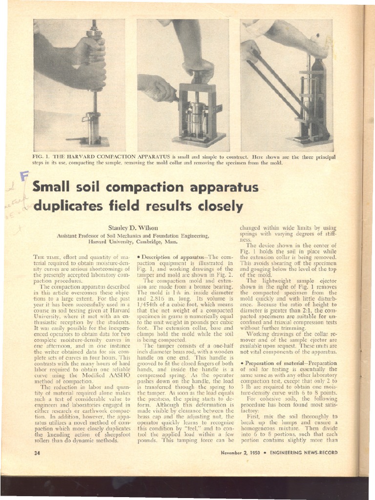 Small Soil Compaction Apparatus Duplicates Field Results Closely | PDF