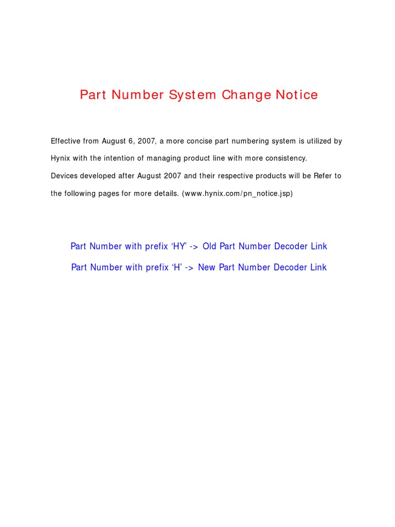 SKhynix Computing DDR2 Module Part Numbering | PDF