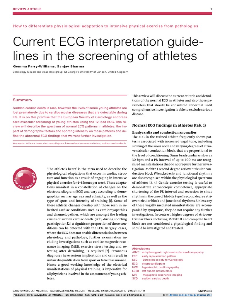 Current ECG Interpretation Guidelines in Screening of Athletes | PDF ...