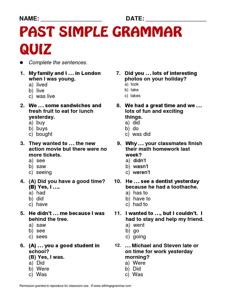 Past Simple Grammar | PDF | Learning | Behavior Modification