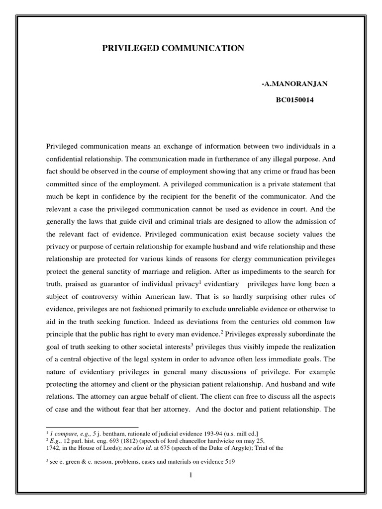 Privileged Communication | Download Free PDF | Evidence (Law) | Public Law