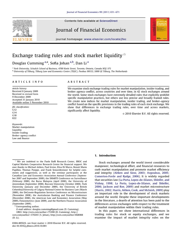 Journal of Financial Economics: Douglas Cumming, Sofia Johan, Dan Li ...