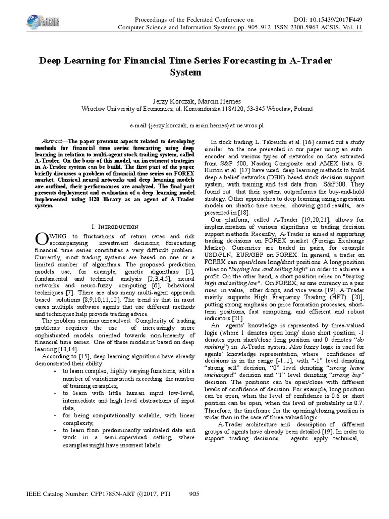 Deep Learning For Financial Time Series Forecasting in A-Trader | PDF ...