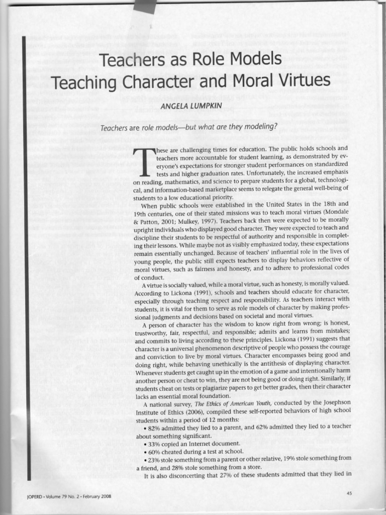 Teachers As Role Models PDF | PDF