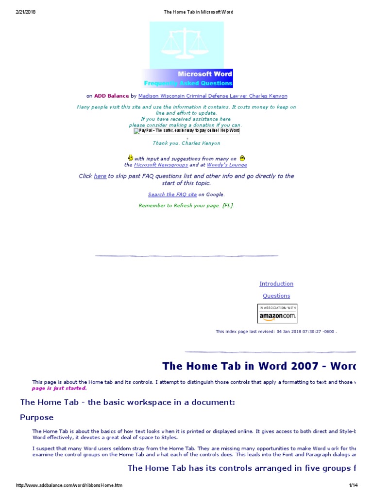 The Home Tab in Microsoft Word PDF | PDF | Microsoft Word | Button ...