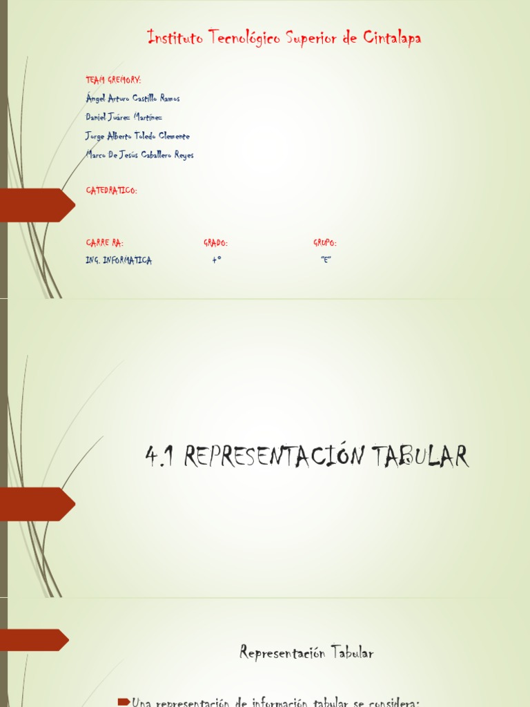 4.1 Representacion Tabular | PDF