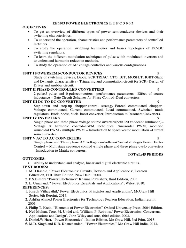 Power Electronics Course Overview | PDF | Power Electronics | Power ...