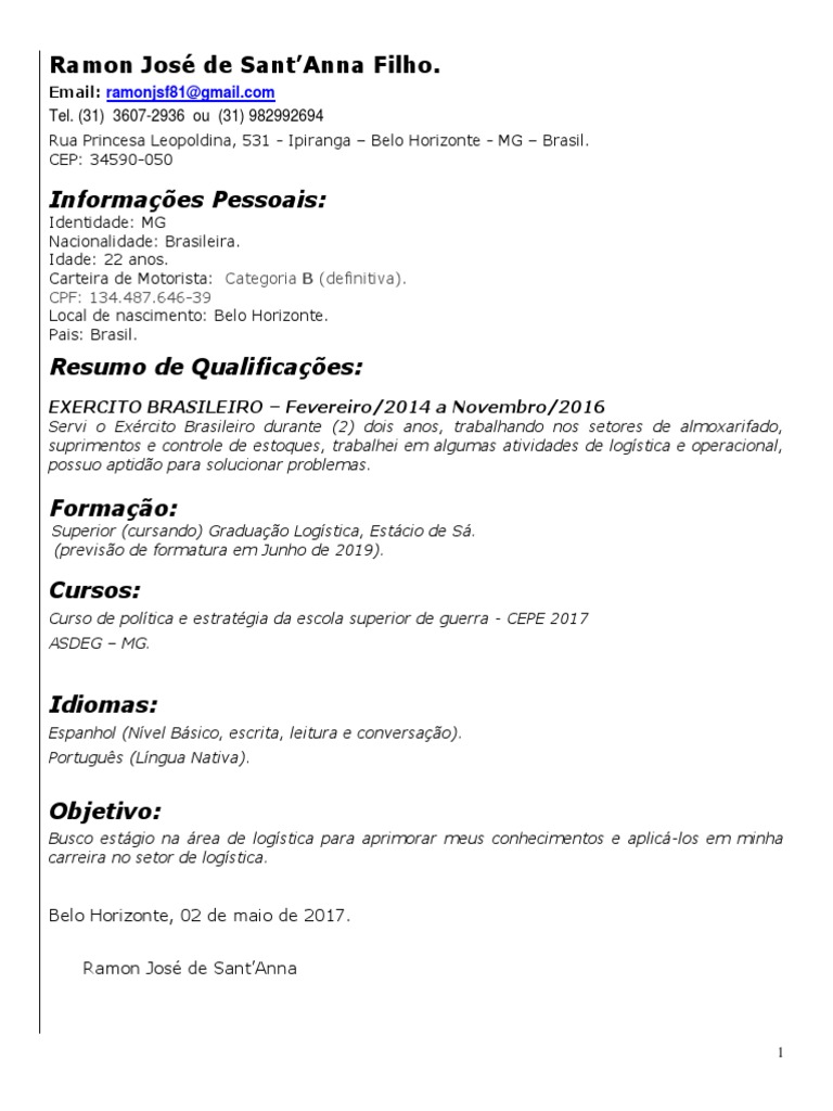 Curriculum Ramon Atualizado. | PDF