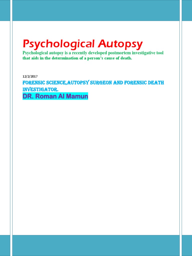 Psychological Autopsy FNL | PDF | Suicide | Autopsy