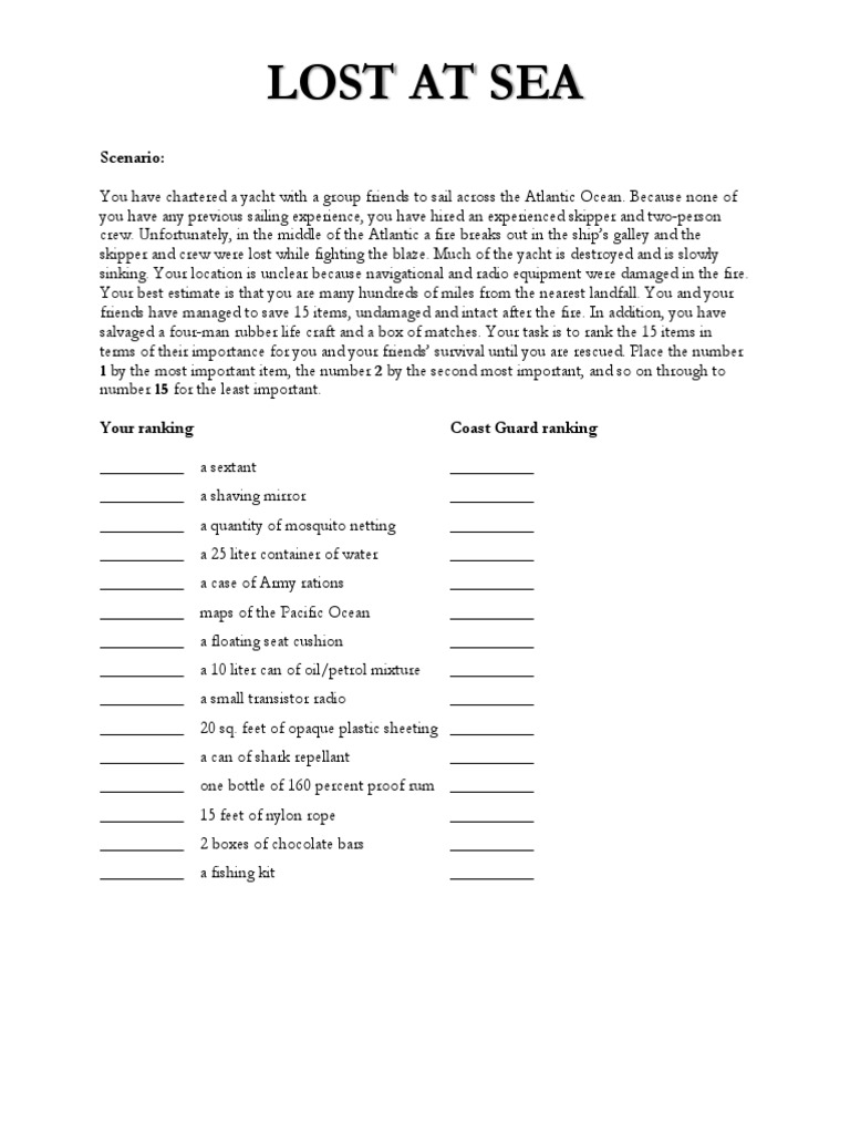 Lost at Sea: Scenario | PDF