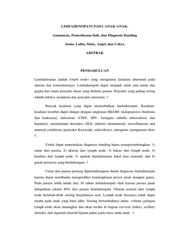 Limfadenopati Pada Anak-Anak: Anamnesis, Pemeriksaan Fisik, Dan ...