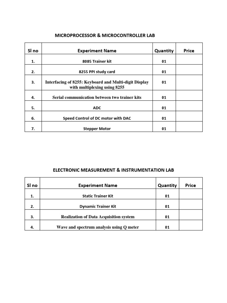 Microprocessor & Microcontroller Lab List | PDF