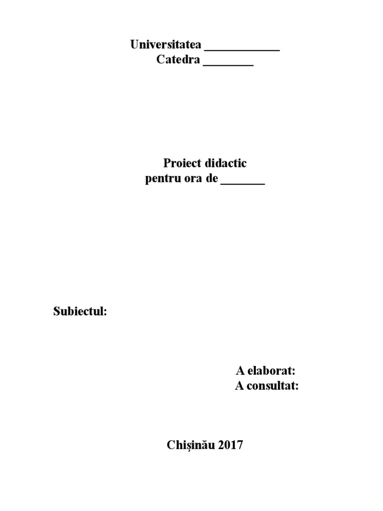 Proiect Didactic Model | PDF