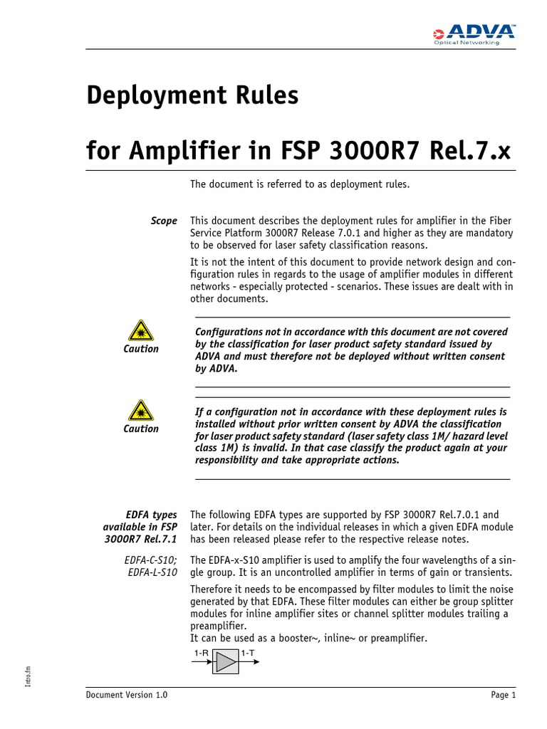 Deployment Rules For Amplifier in FSP 3000 Release 7.x V1 - 0 | PDF ...