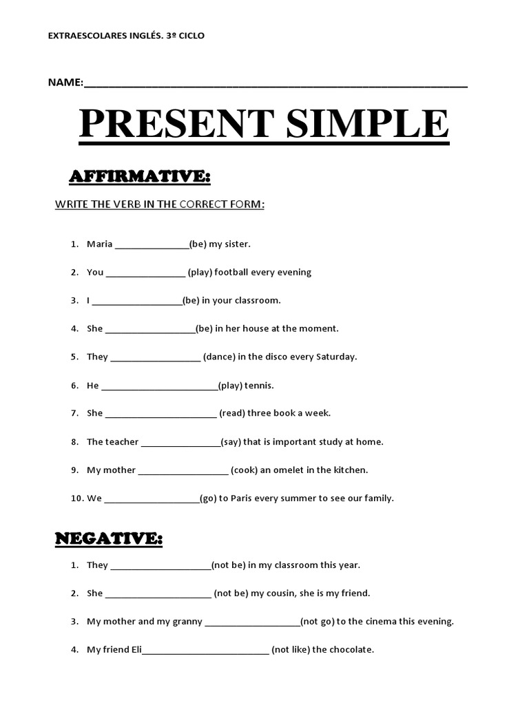 Exerc.1 Present Simple | PDF