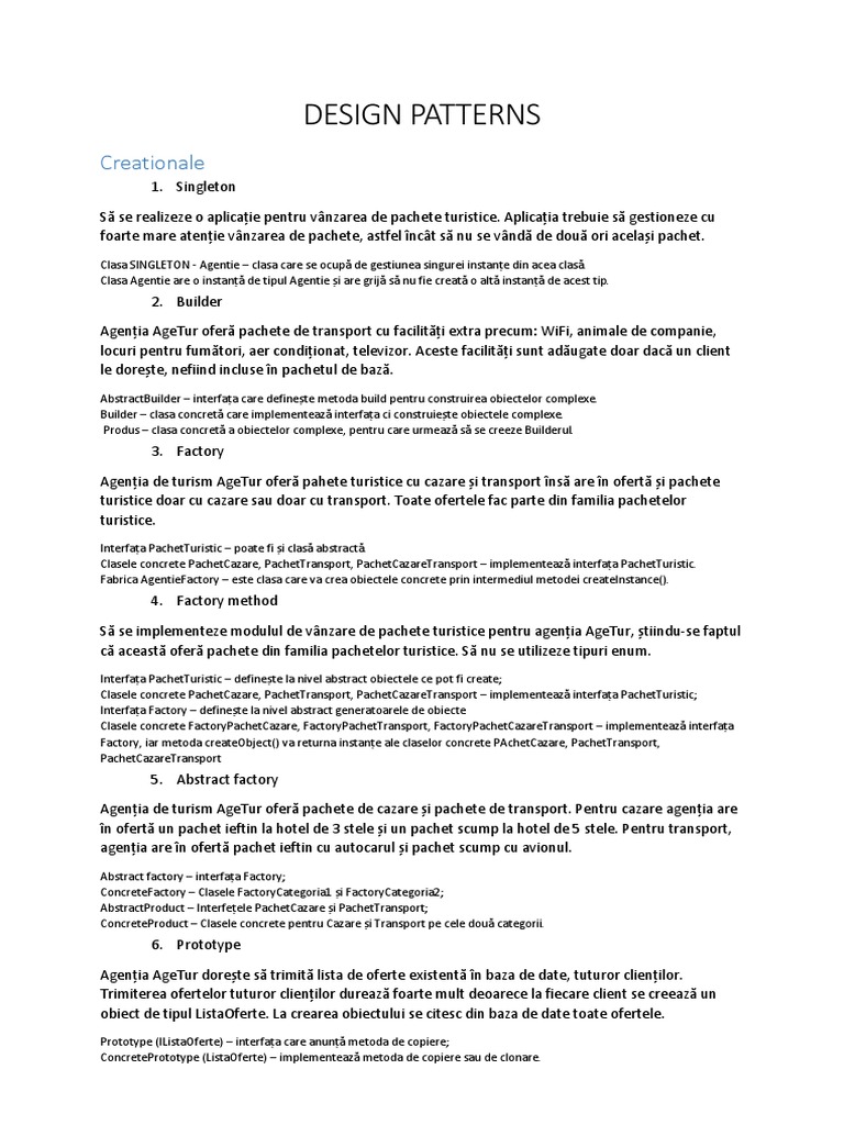 Cerinte Design Patterns | PDF | Business | Technology & Engineering