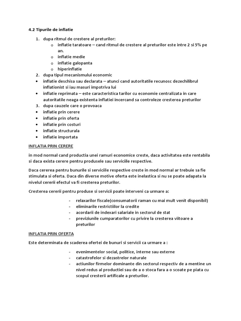 Tipurile de Inflatie | PDF