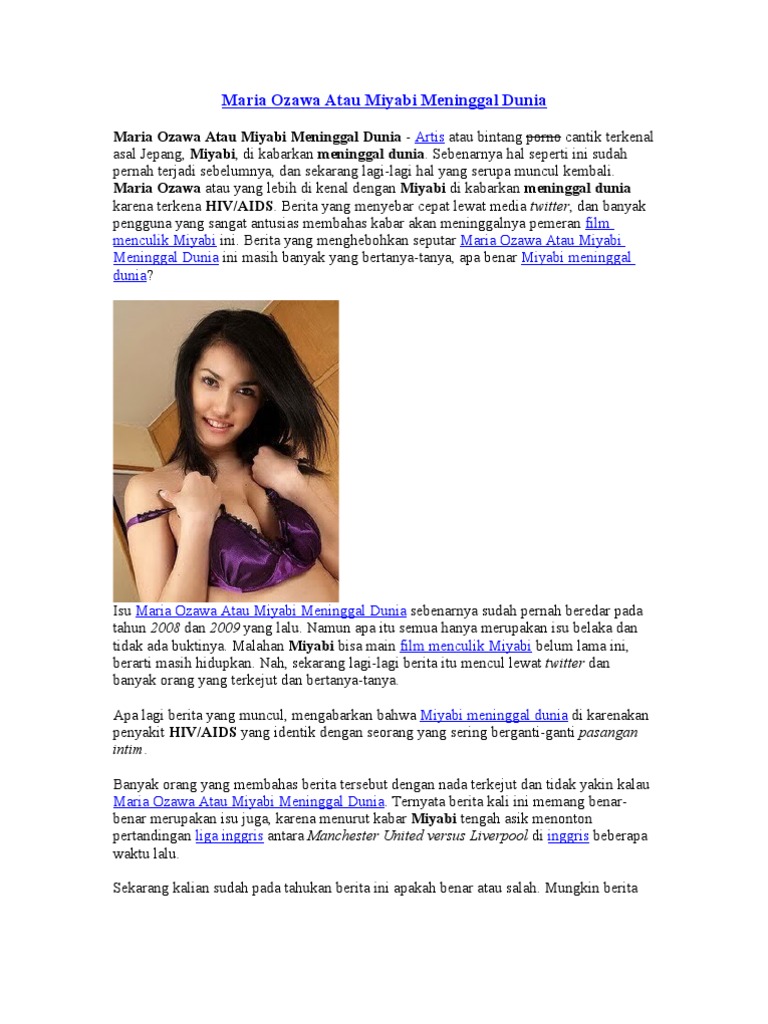 Maria Ozawa Atau Miyabi Meninggal Dunia | PDF | Olahraga & Rekreasi