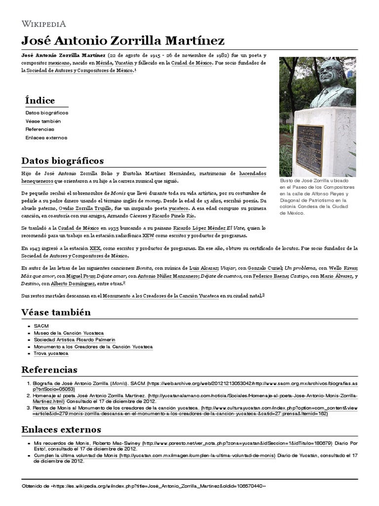 José Antonio Zorrilla Martínez - Wikipedia, La Enciclopedia Libre PDF | PDF