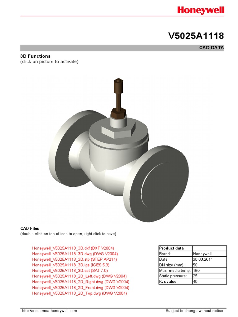 Cad Honeywell V5025a1118 | PDF