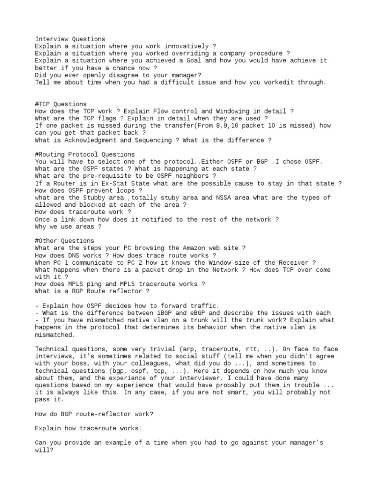 Amazon Interview Questions | PDF | Transmission Control Protocol ...