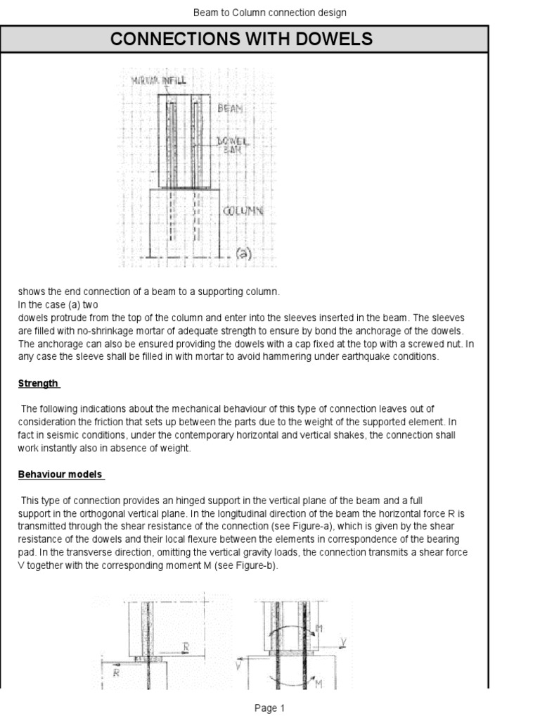 Design verification of a dowel connection between a beam and column ...