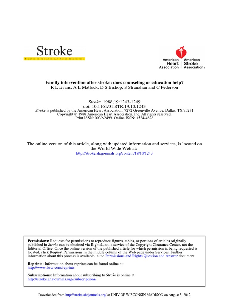 Family Intervention After Stroke: Does Counseling or Education Help ...