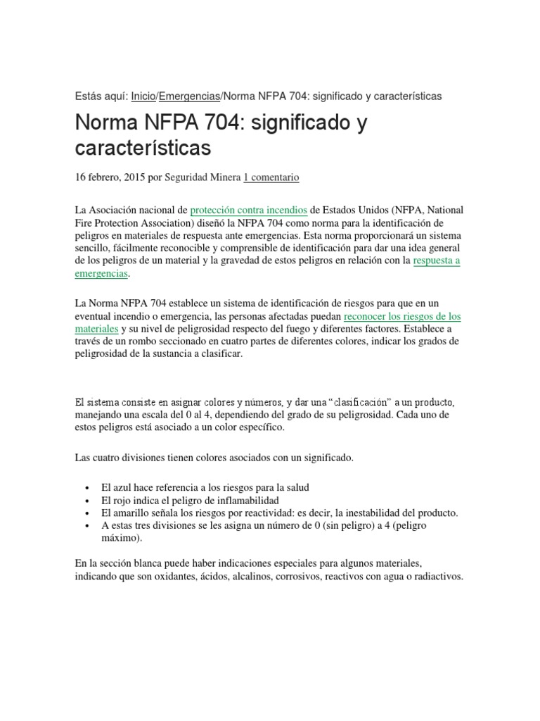 Nfpa 704 | PDF | Material explosivo | Combustión