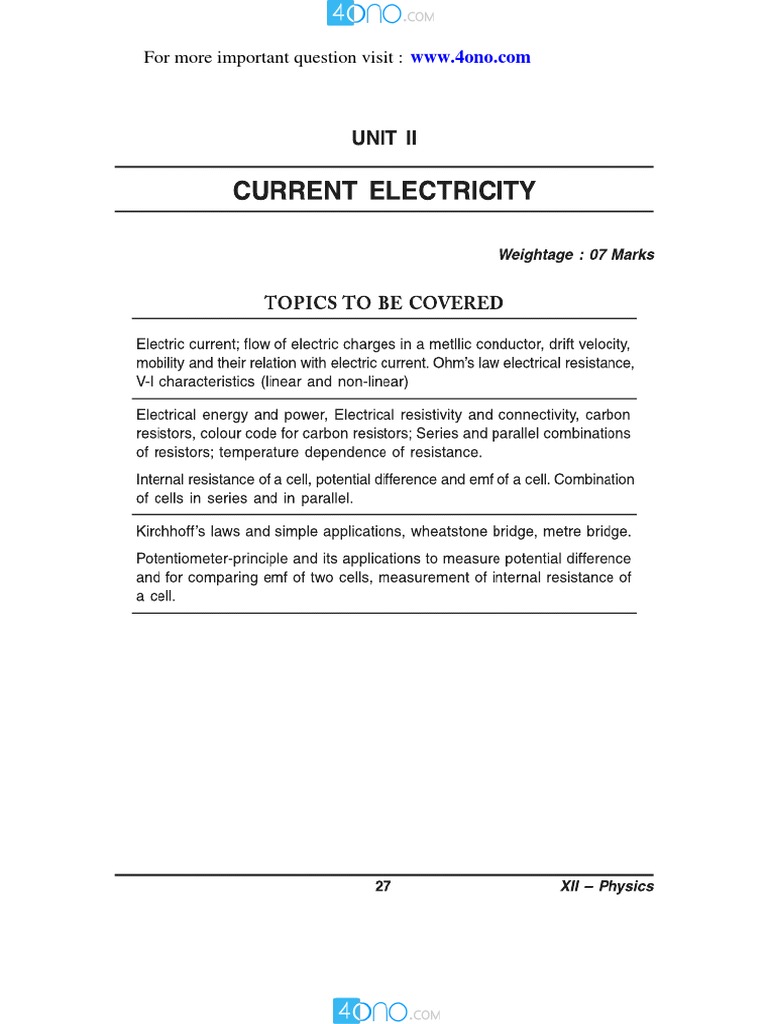 12 Physics Impq ch02 Current Electricity PDF | PDF