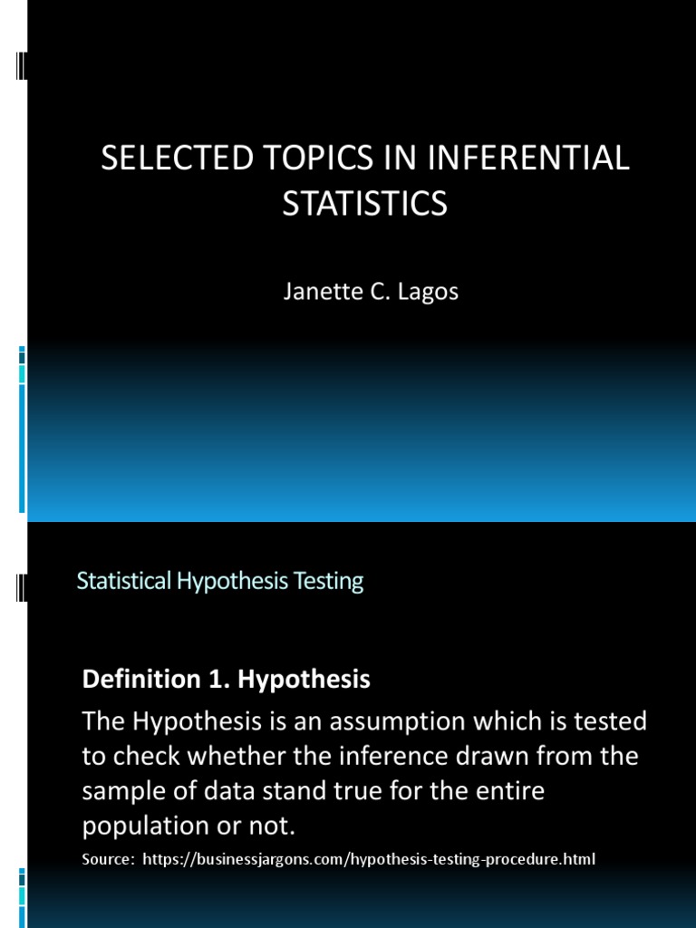 Selected Topics in Inferential Statistics: Janette C. Lagos | PDF ...