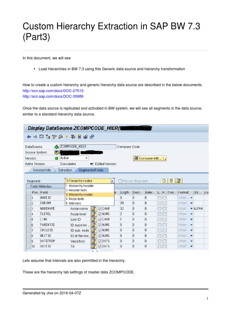Custom Hierarchy Extraction in SAP BW 7.3 (Part 3) | PDF | Hierarchy ...