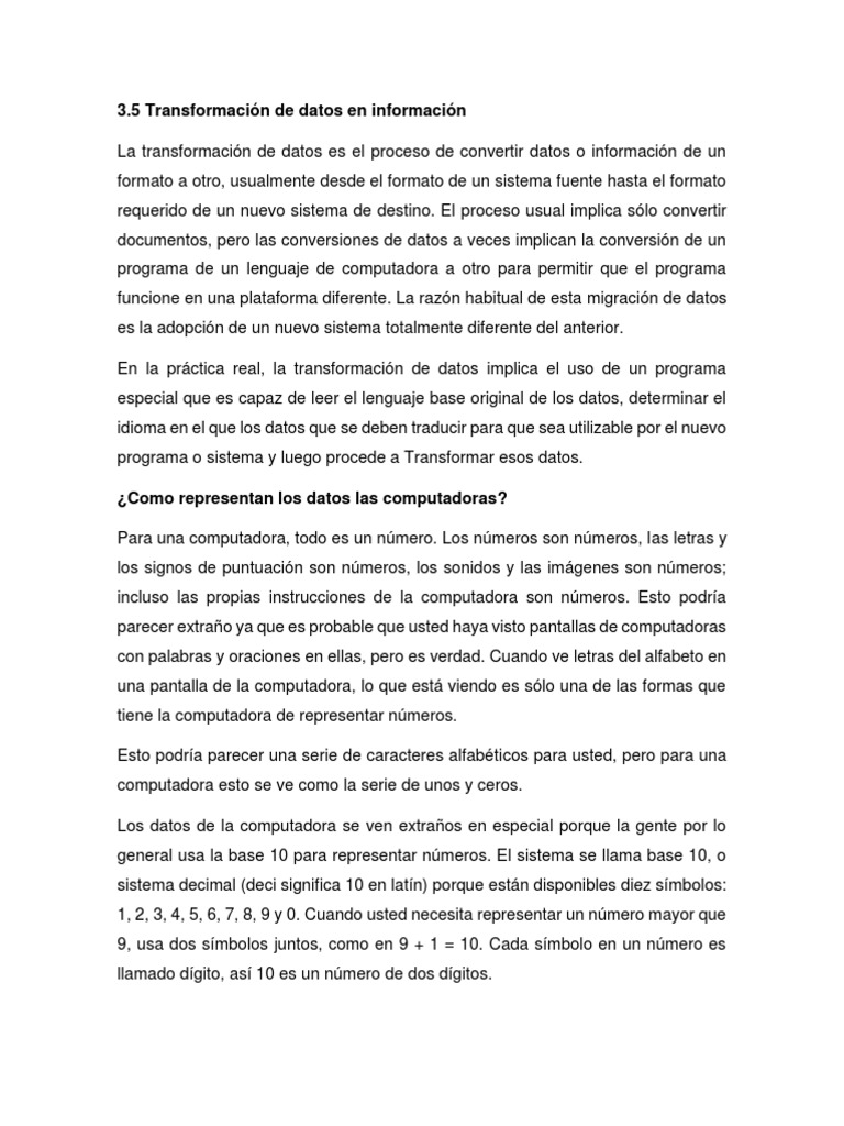 Transformación de datos en información | PDF | Programa de computadora ...