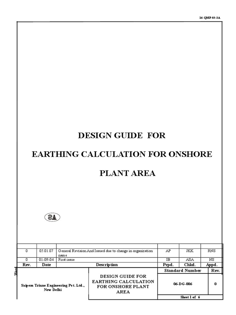 Design Guide For Earthing Calculation For Onshore Plant Area | PDF ...