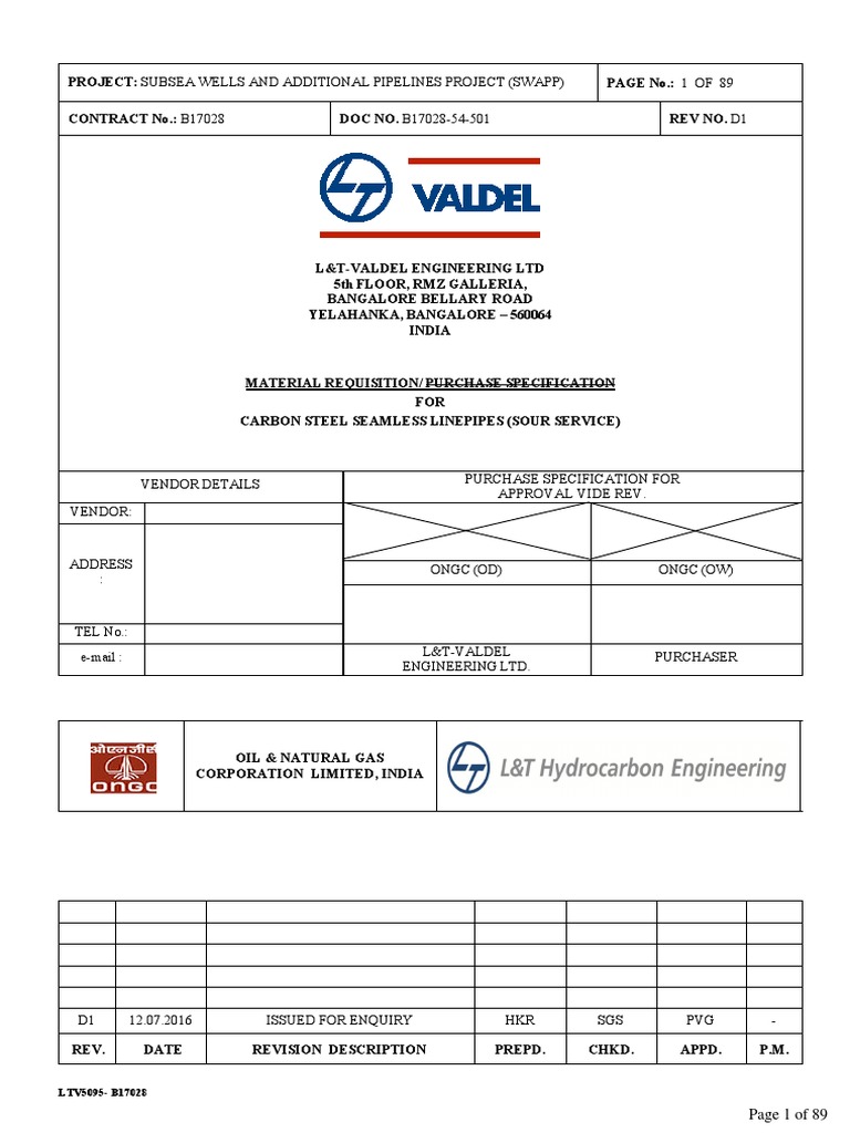 Carbon Steel Seamless Linepipes for Sour Service | PDF | Specification ...