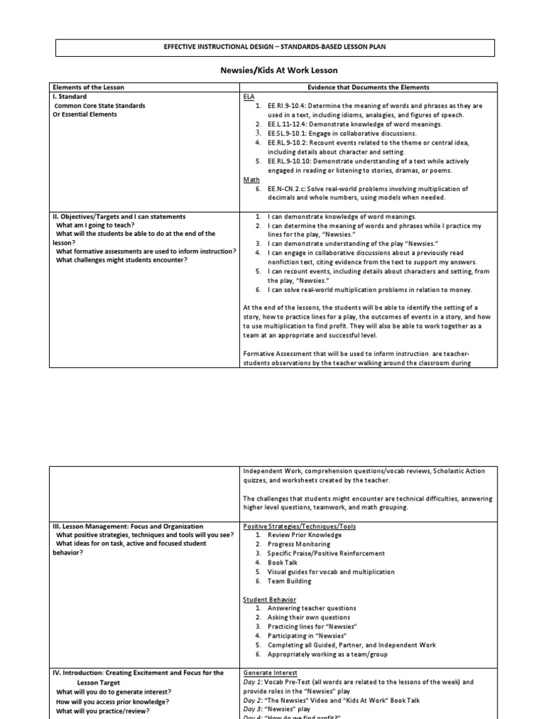 Kids at Work Lesson Plan | PDF | Reading Comprehension | Educational ...