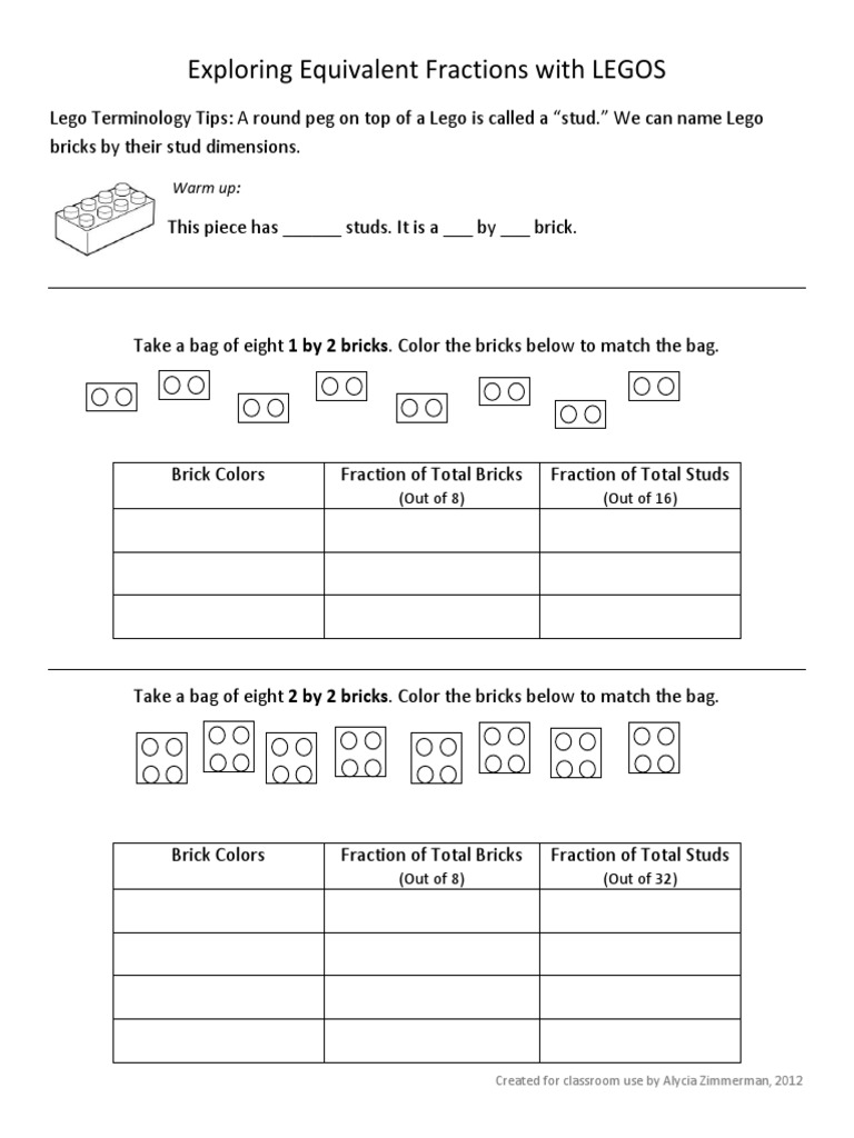 Lego Activities for Teaching Fractions | PDF | Teaching Mathematics