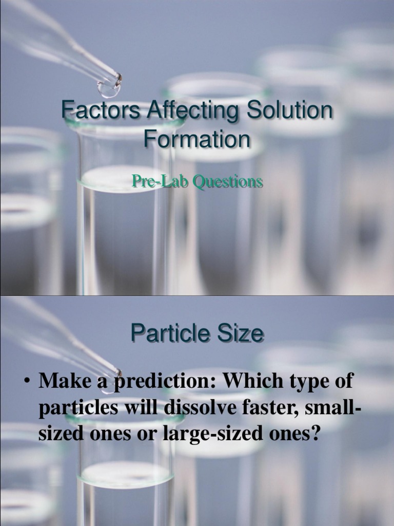 Factors Affecting Solution Formation Prelab | PDF