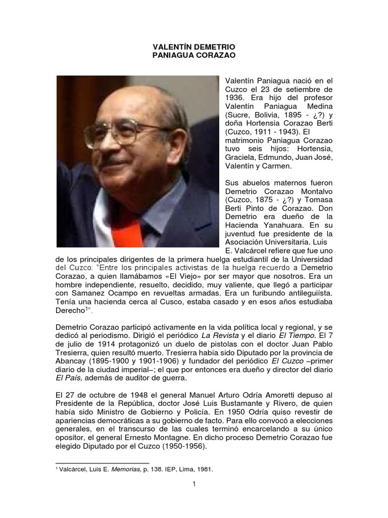 Biografia-Valentin Demetrio Paniagua Corazao - Mesaj.pag, 9 | PDF ...