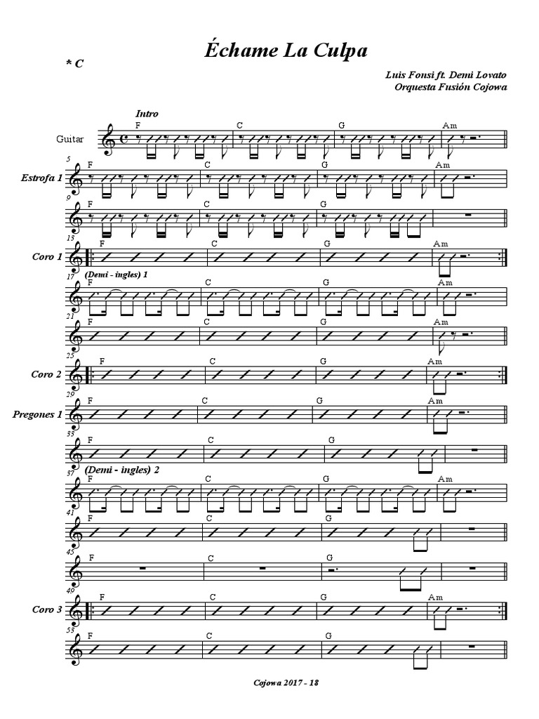 Échame La Culpa - Luis Fonsi Ft. Demi Lovato - Armonía Ok | Música pop ...