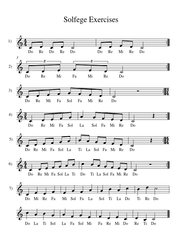 Solfege Exercises | PDF | Musical Notation | Symbols